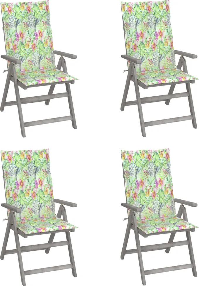 vidaXL Zahradní polohovací židle s poduškami 4 ks masivní akácie [3065377] Barva: Jasně zelená