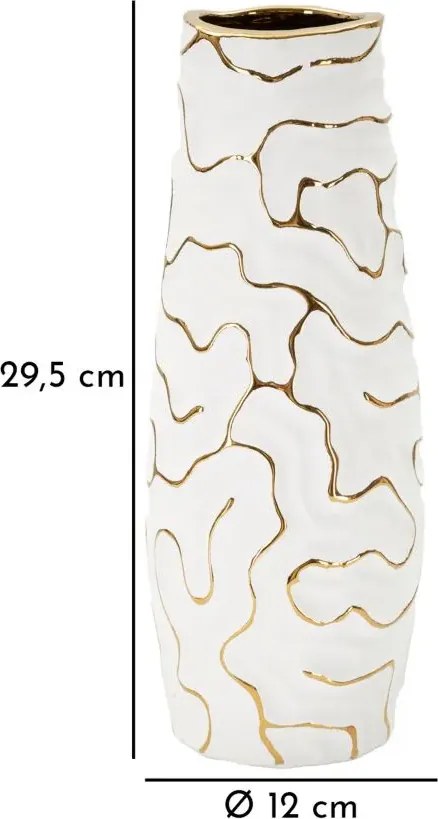 Váza Lia 29 cm bílá/zlatá
