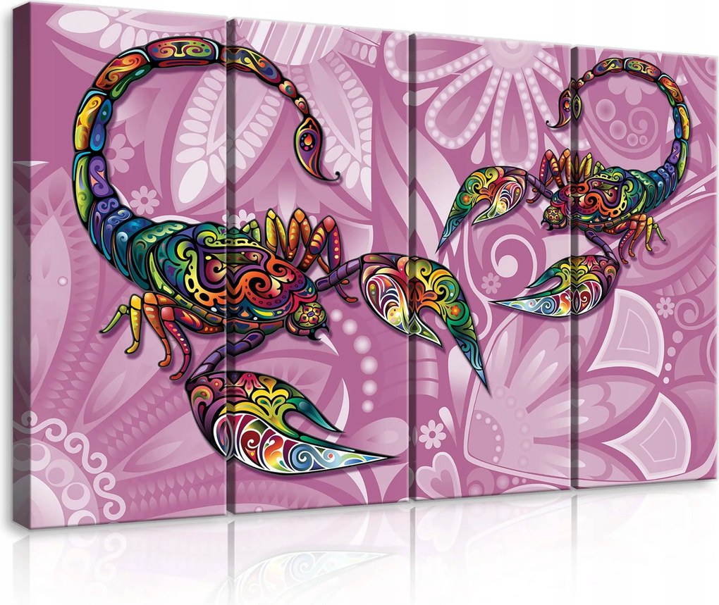 Obraz 120x80 Skorpion polyptych barevný ornament orientální vzor fantazie