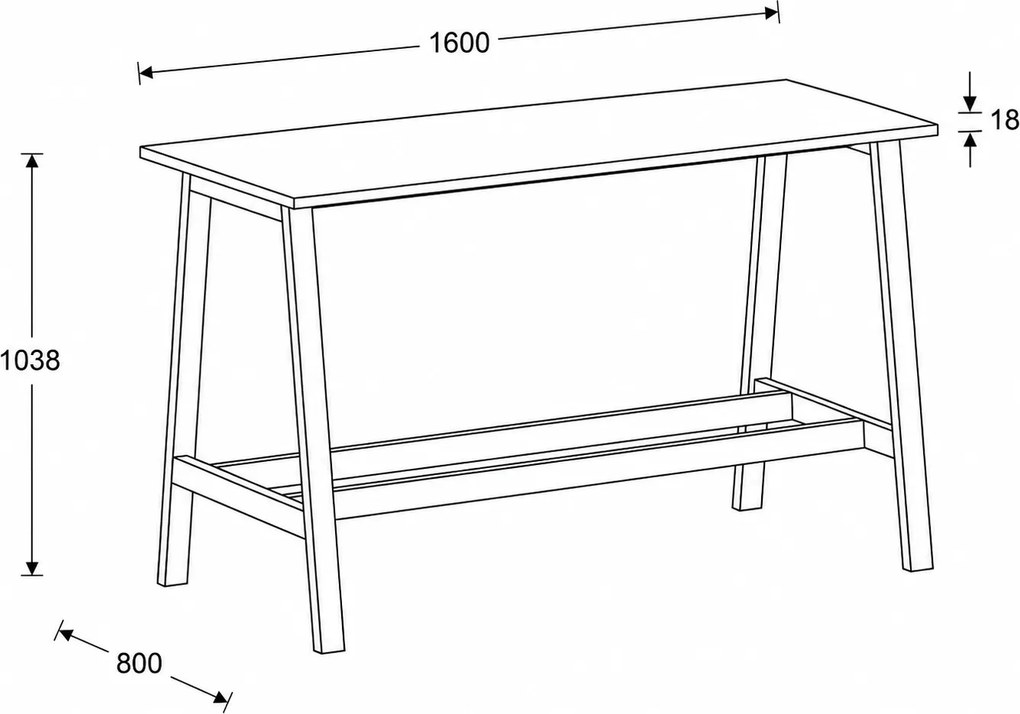 Vysoký barový stůl, 1600 x 800 mm, šedá