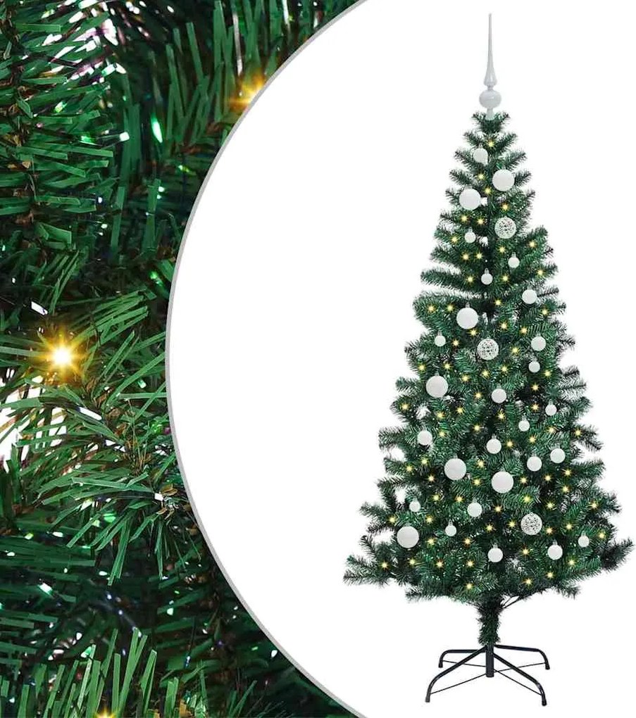 Umělý osvětlený vánoční stromeček Zelená 150 cm PVC a kov 3396752