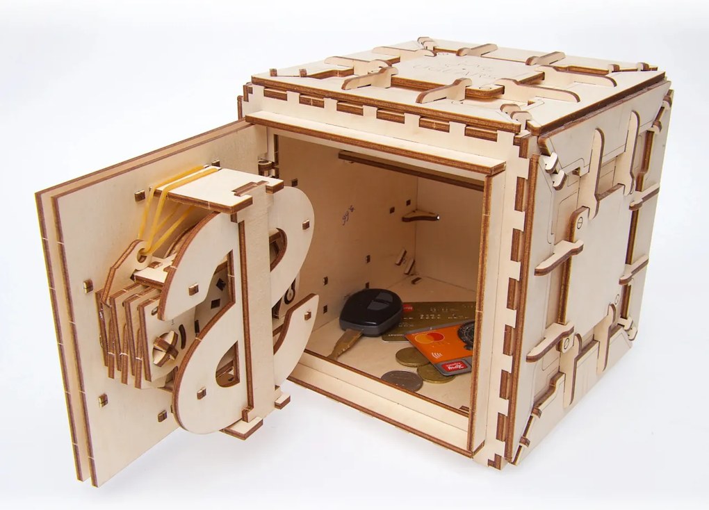 Ugears 3D dřevěné mechanické puzzle Trezor