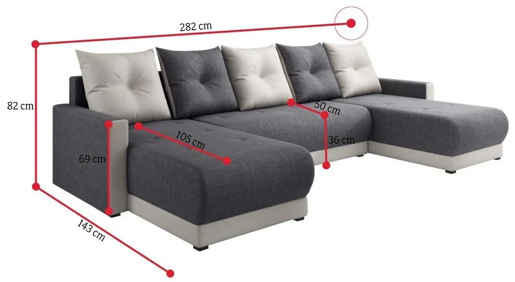 Sedací souprava do U INSIGNIA, 286x140, Sawana, sawana05_14, šedá/černá