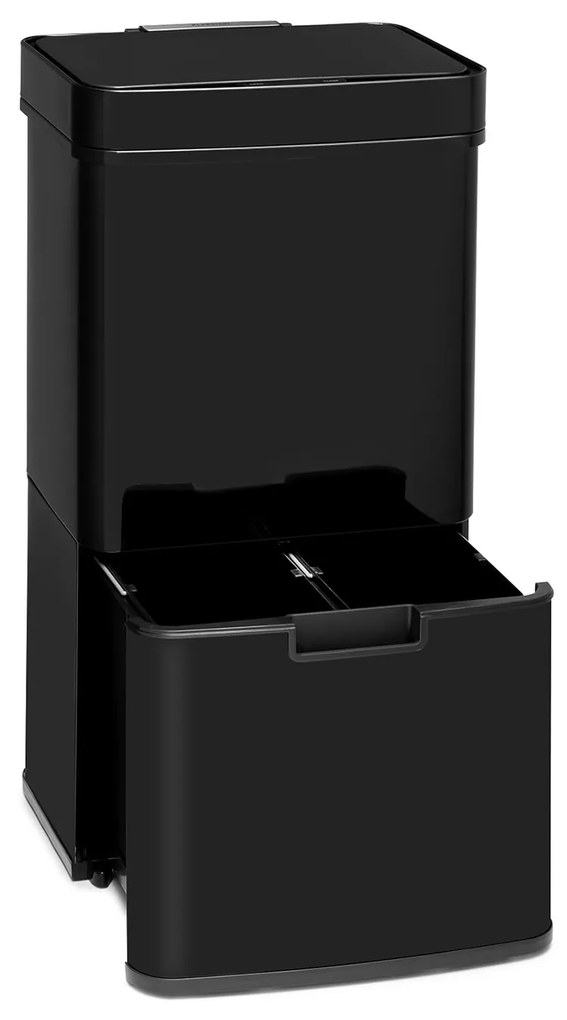 Klarstein TouchLess Black Stainless Steel, odpadkový koš, senzor, 72 l, černý