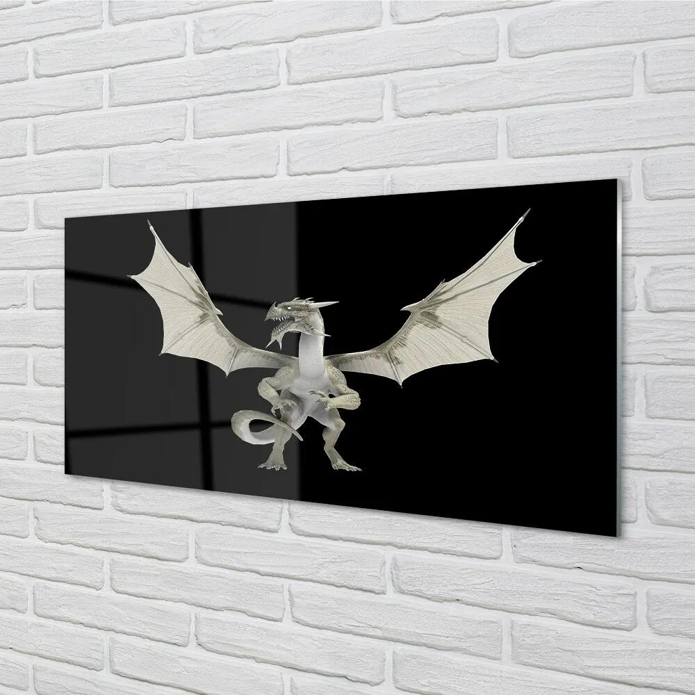 Obraz na skle bílý drak 125x50 cm