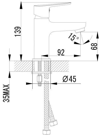 Sapho - Umyvadlová baterie SMALL 13,9 cm lesklý chrom
