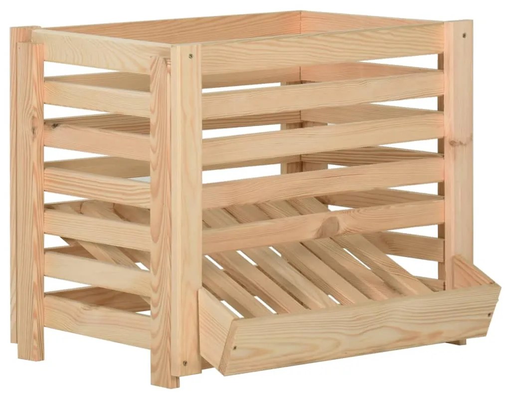 Bedna na brambory 60 x 40 x 50 cm masivní borové dřevo 327328