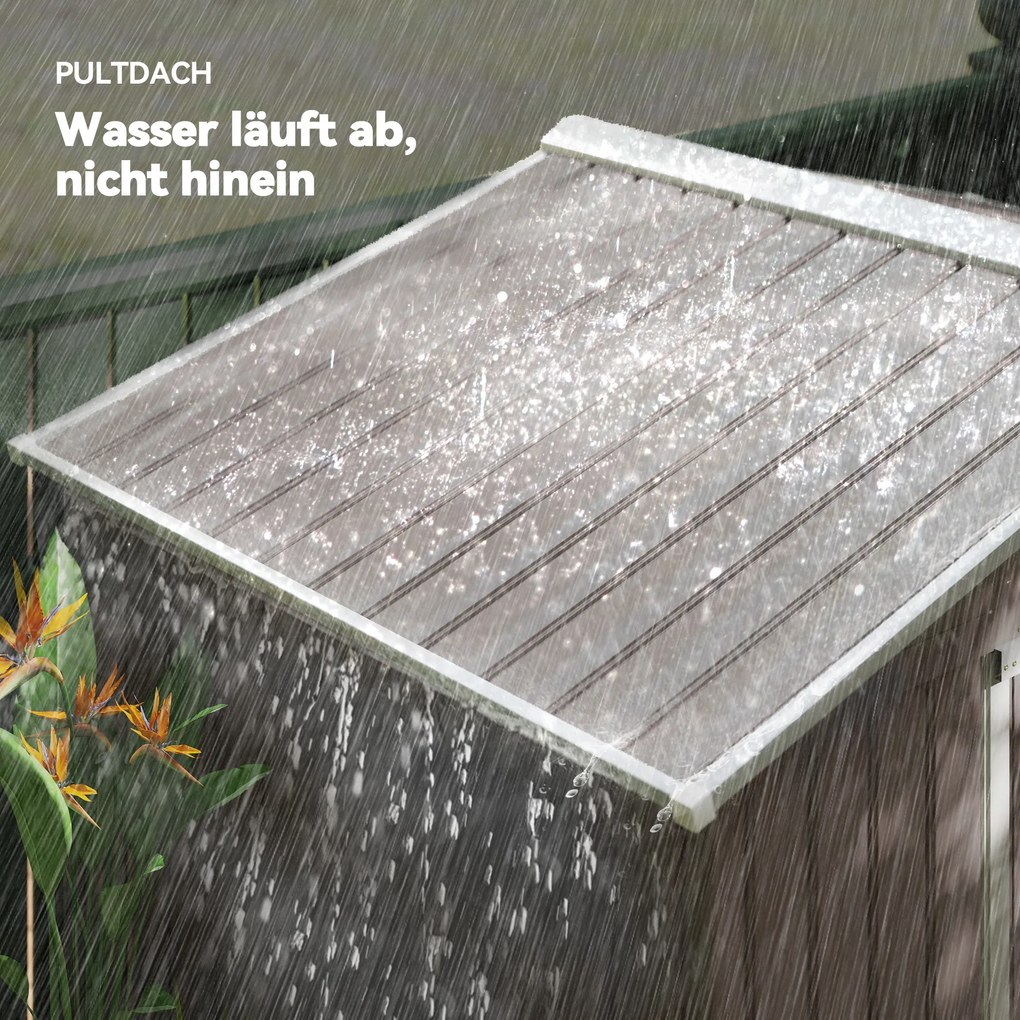 Zahradní přístřešek Outsunny s rámem podlahy a posuvnými dveřmi, odolný proti povětrnostním vlivům, ocelový, světle zelený, 213x130x185cm pro zahradu…