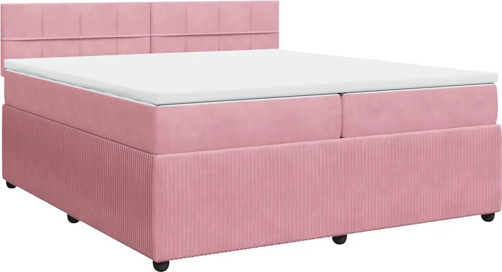 Box spring postel s matrací růžová 200x200 cm samet 3290135