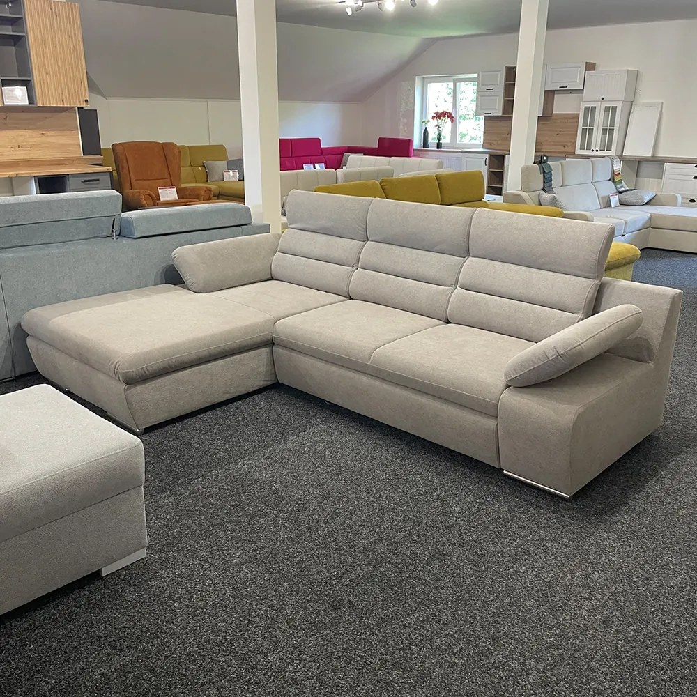 Sedací souprava GRECO MINI | 185x278 cm | 83 středně šedá | rozkládací + úložný prostor | VÝPRODEJ Z PRODEJNY