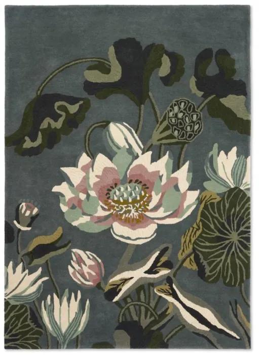 Vlněný květinový koberec Wedgwood Waterlily round midnight pond 038608 Brink & Campman 120 x 180