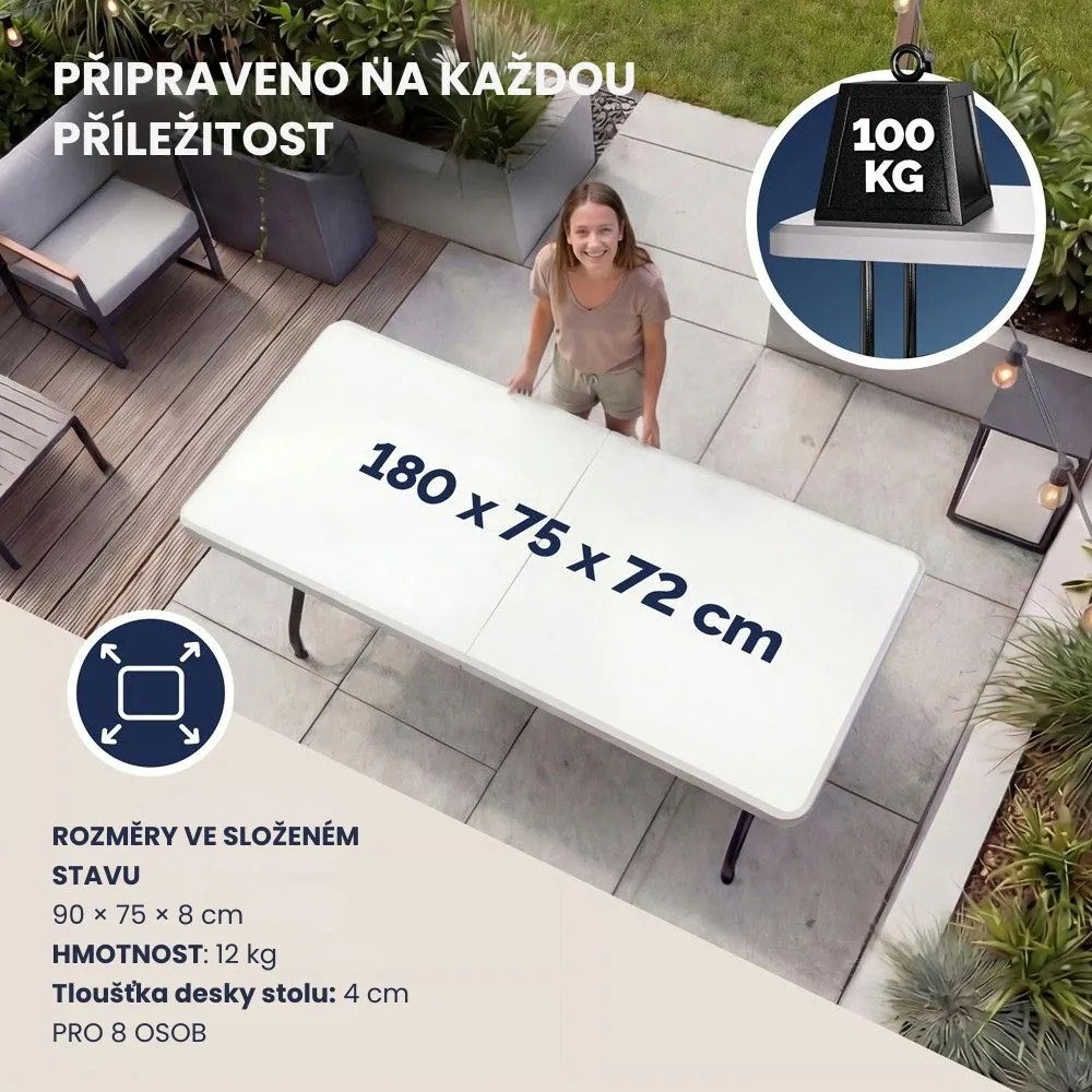 Bufetový stůl KAMIL sklápěcí, 76x183x74cm, bílá Casaria