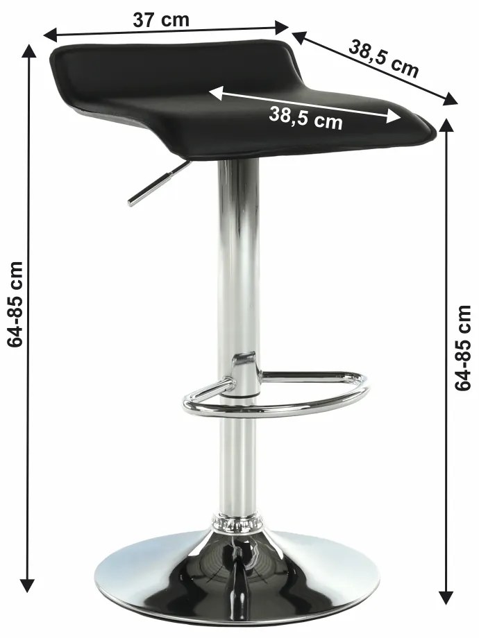 Kondela Barová židle, ekokůže černá/chrom, LARIA NEW