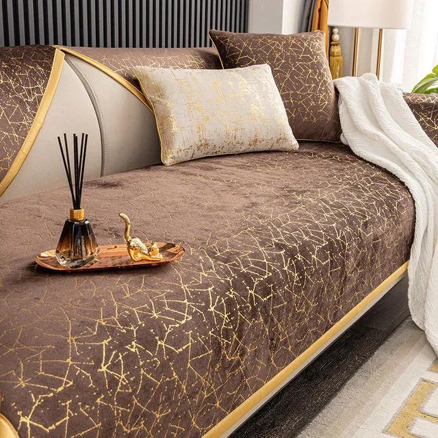Luxusní přehoz na pohovku, či křeslo se zlatým motivem (L) Barva: C, Rozměry (cm): 90 x 210 cm