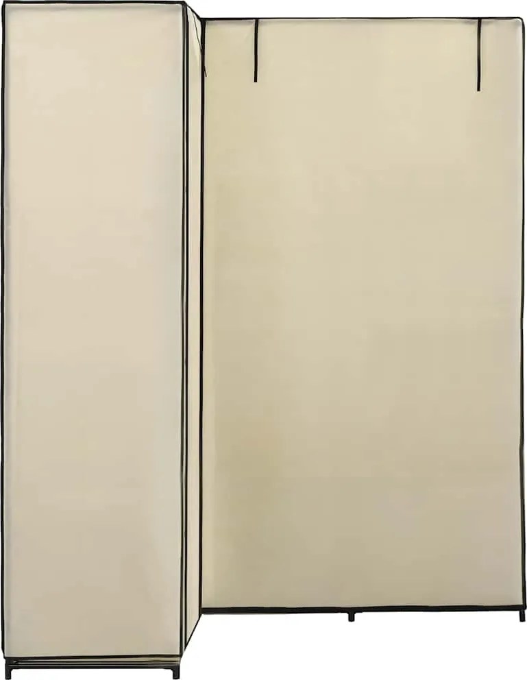 Rohová šatní skříň krémová 130 x 87 x 169 cm 282451