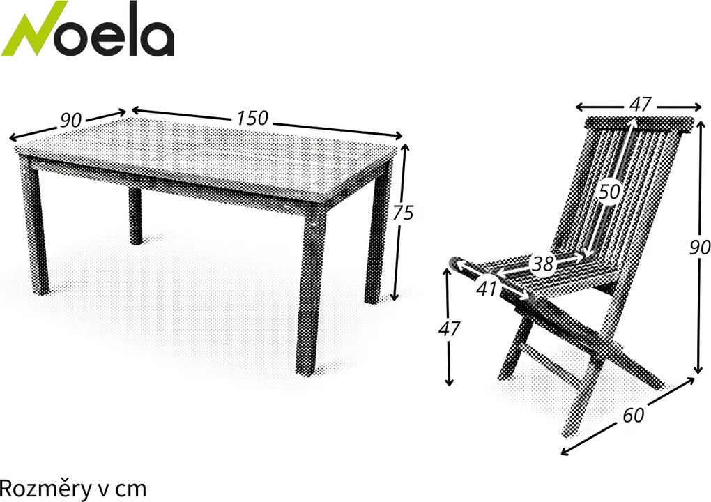 Noela Zahradní teakový set 1+4 pro 4 osoby Clasic I.