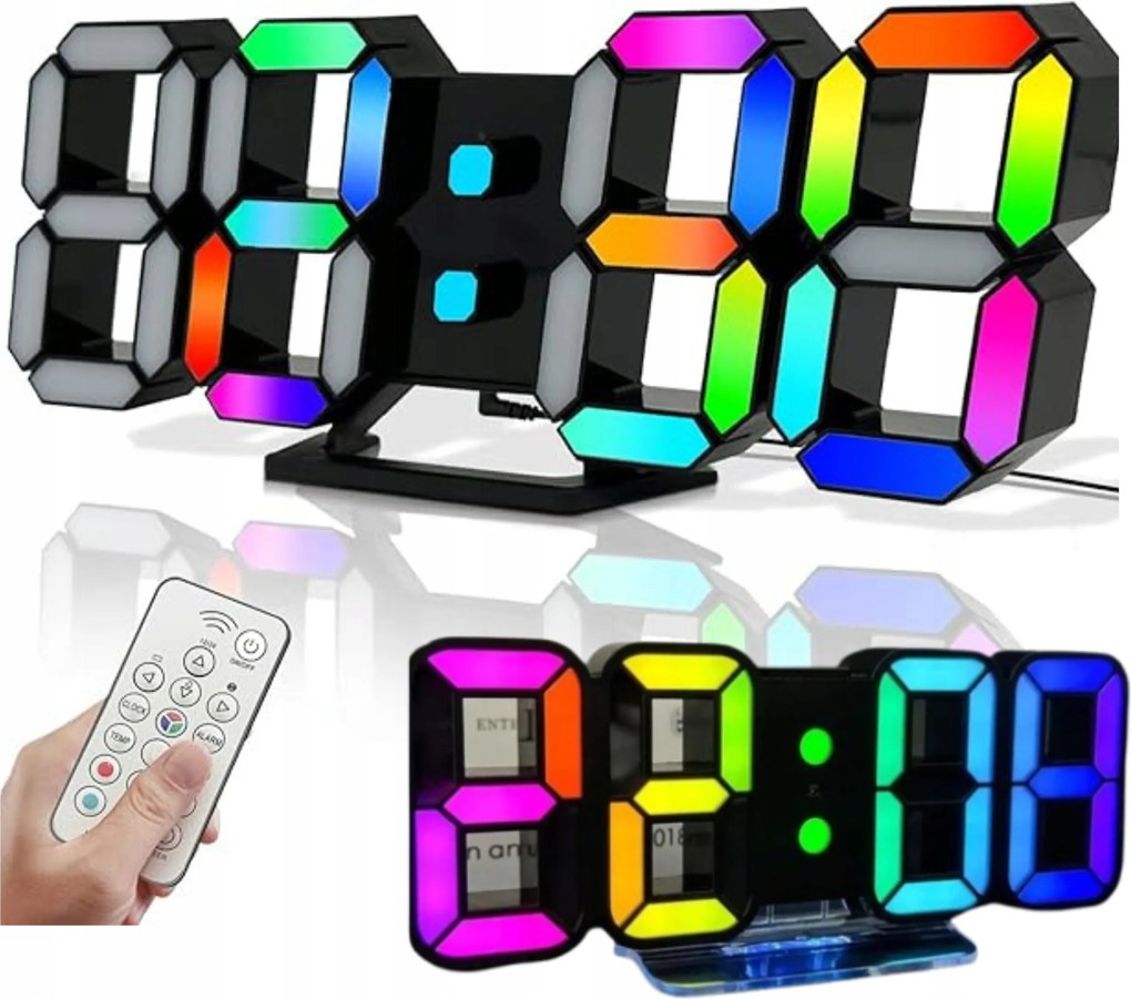 Elektronický digitální budík Led Velký moderní budík Dálkové ovládání 3D