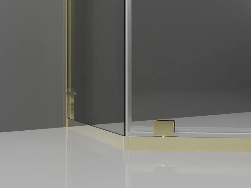 Mexen Exo, pětiúhelníkový výklopný sprchový kout 90 x 90 cm, čiré sklo, zlatá, 812-090-090-50-00