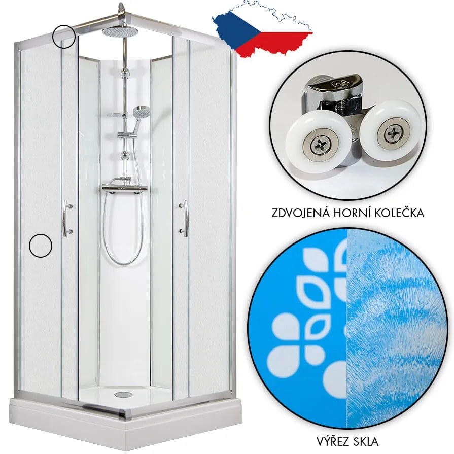 ARTTEC SMARAGD 90 x 90 cm - Termo sprchový box model 6 chinchilla sklo PAN01285