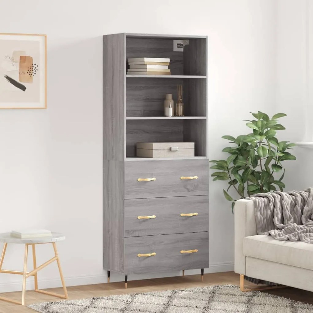 Skříň highboard šedá sonoma 69,5 x 34 x 180 cm kompozitní dřevo 3189363