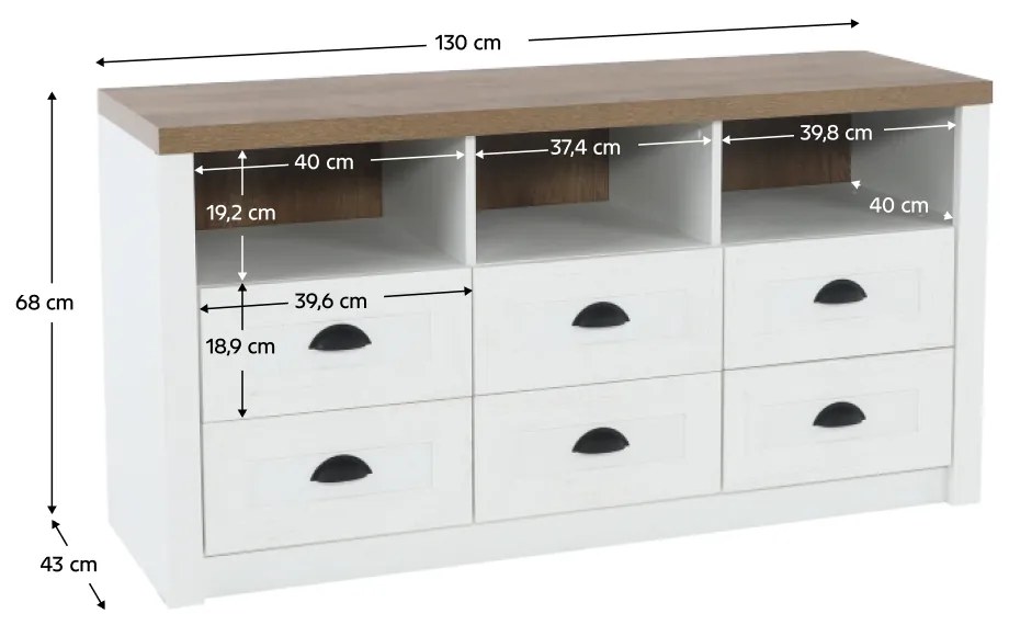 Kondela Komoda, DTD laminovaná, sosna Andersen / dub lefkas, PROVANCE