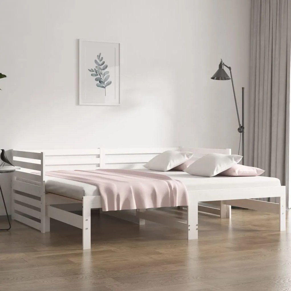 Výsuvná postel bílá 2x (90 x 190) cm masivní borovice,  814670