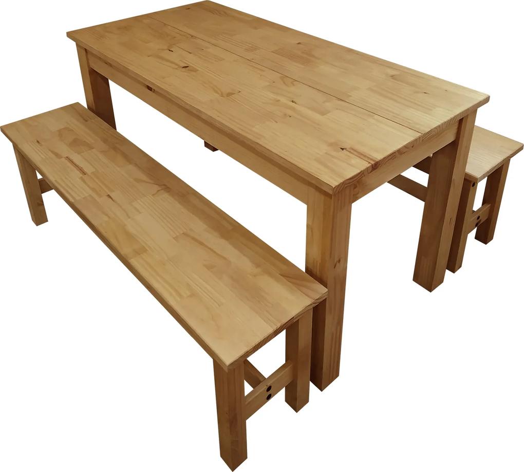 Stůl 140x70 + 2 lavice CORONA 2 vosk
