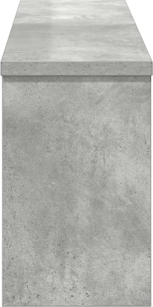 věšák, nástěnný, 4 poličky, háčky, kompozitní dřevo, 26x75x16 cm, beton šedá, Dekorino TK20260021