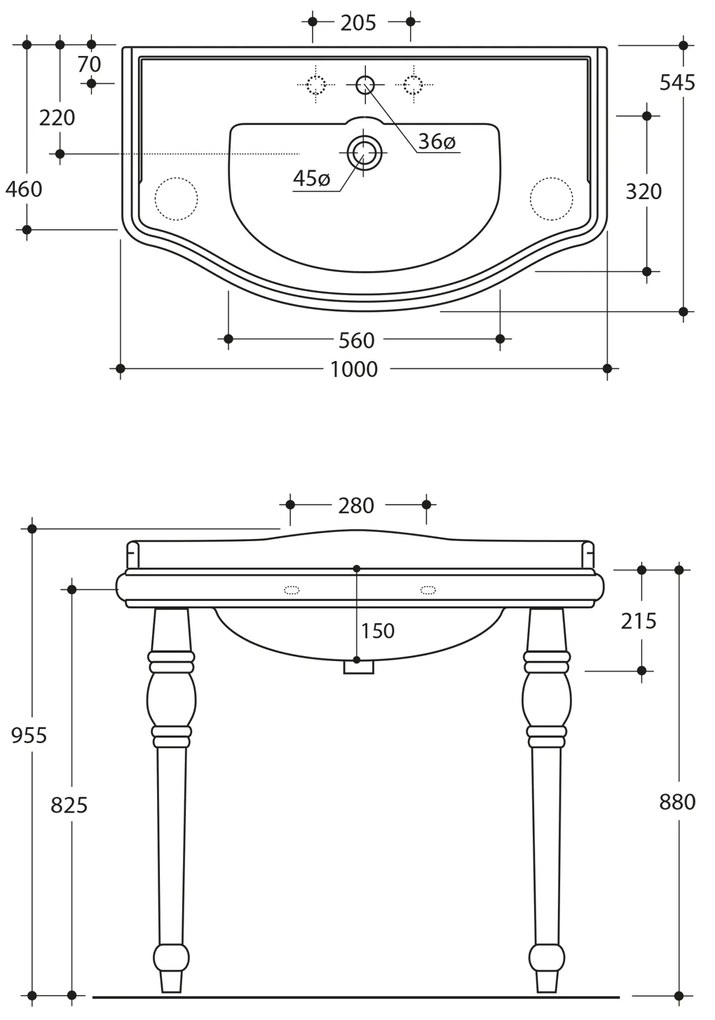 Sapho RETRO keramické umyvadlo 100x54,5cm, 105001