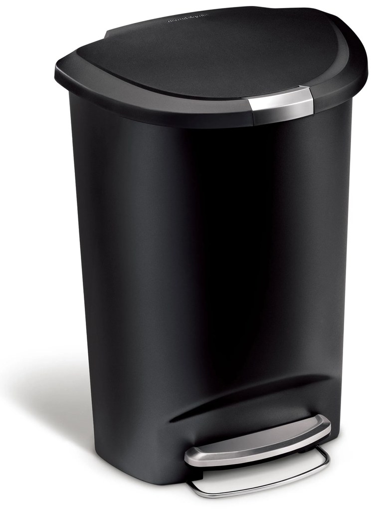 Pedálový odpadkový koš simplehuman – 50 l, půlkulatý, plast, černý