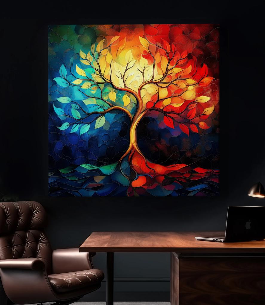 Obraz na plátně - Strom života Oheň v duši FeelHappy.cz Velikost obrazu: 140 x 140 cm