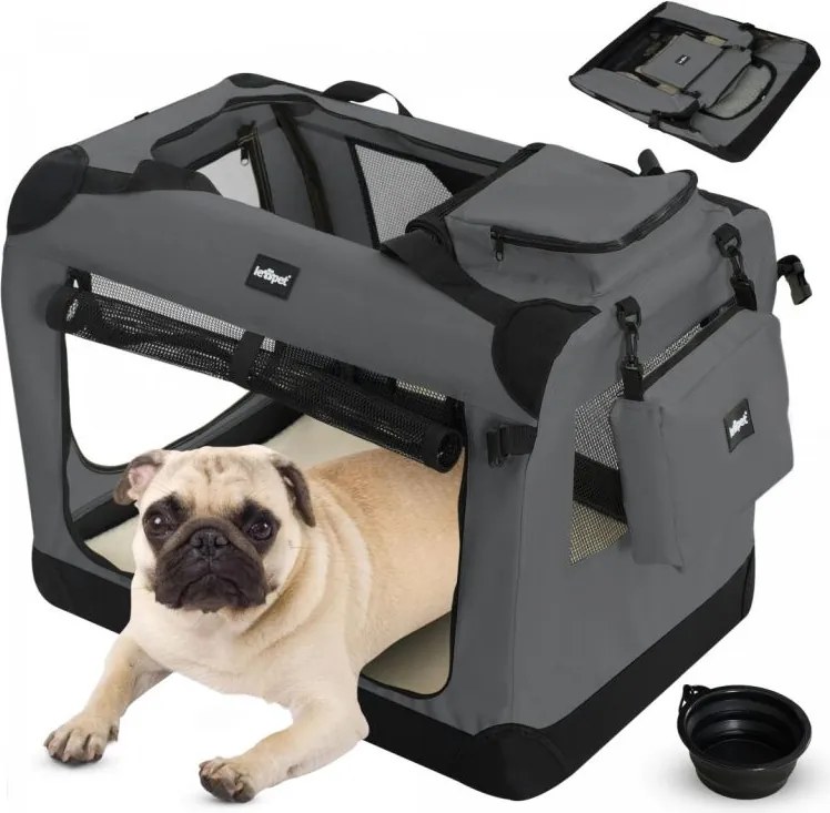 Leopet Přepravní box pro psy S 49,5 x 34,5 x 35 cm antracit