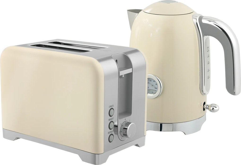 HOMCOM Sada konvice a toustovače, 2200 W, 7 stupňů opečení, různé funkce, krémová