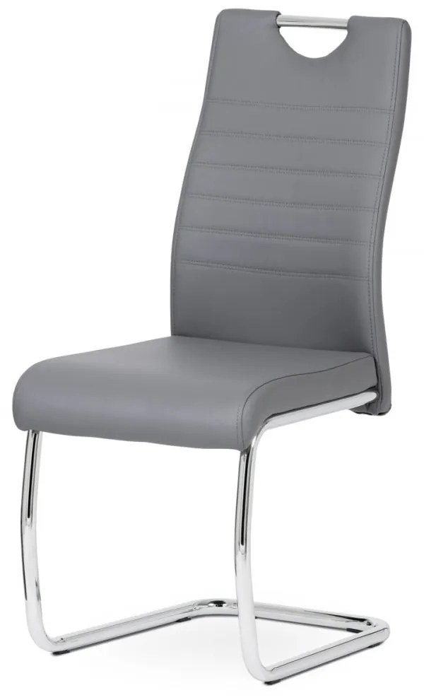 Jídelní židle koženka šedá / chrom DCL-418 GREY