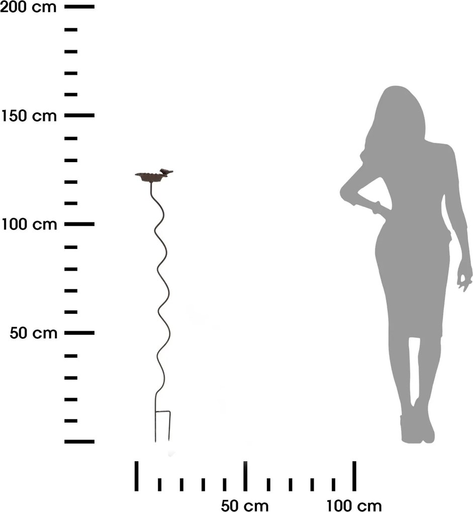 Zapichovací napajedlo pro ptáky Spiral, 128x15,5 cm, litina, hnědá