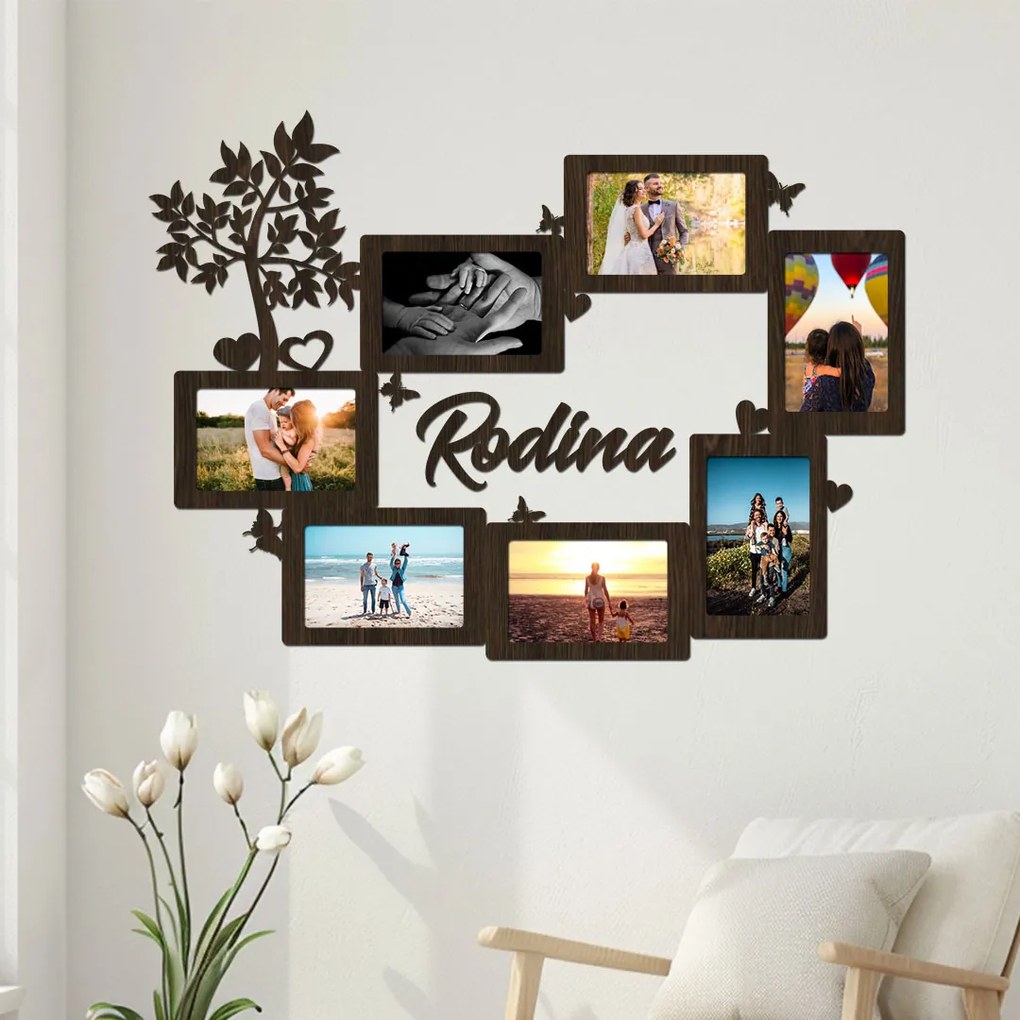 dřevo života Dřevěný fotorámeček na více fotek LÉTO Zvolte barvu dekoru: Wenge, Velikost fotorámečků: 54x94
