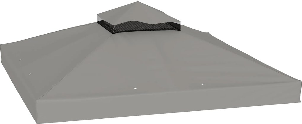 Outsunny náhradní střecha altánu 3 × 3 m — dvouvrstvá, voděodolná s PVC povlakem 600D Oxford (370 g/m²), UPF 30, odtokové otvory, šedá | Aosom