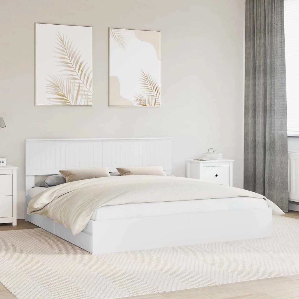 Postel s úložným prostorem Bílá 180 x 200 cm Kompozitní dřevo 3410770