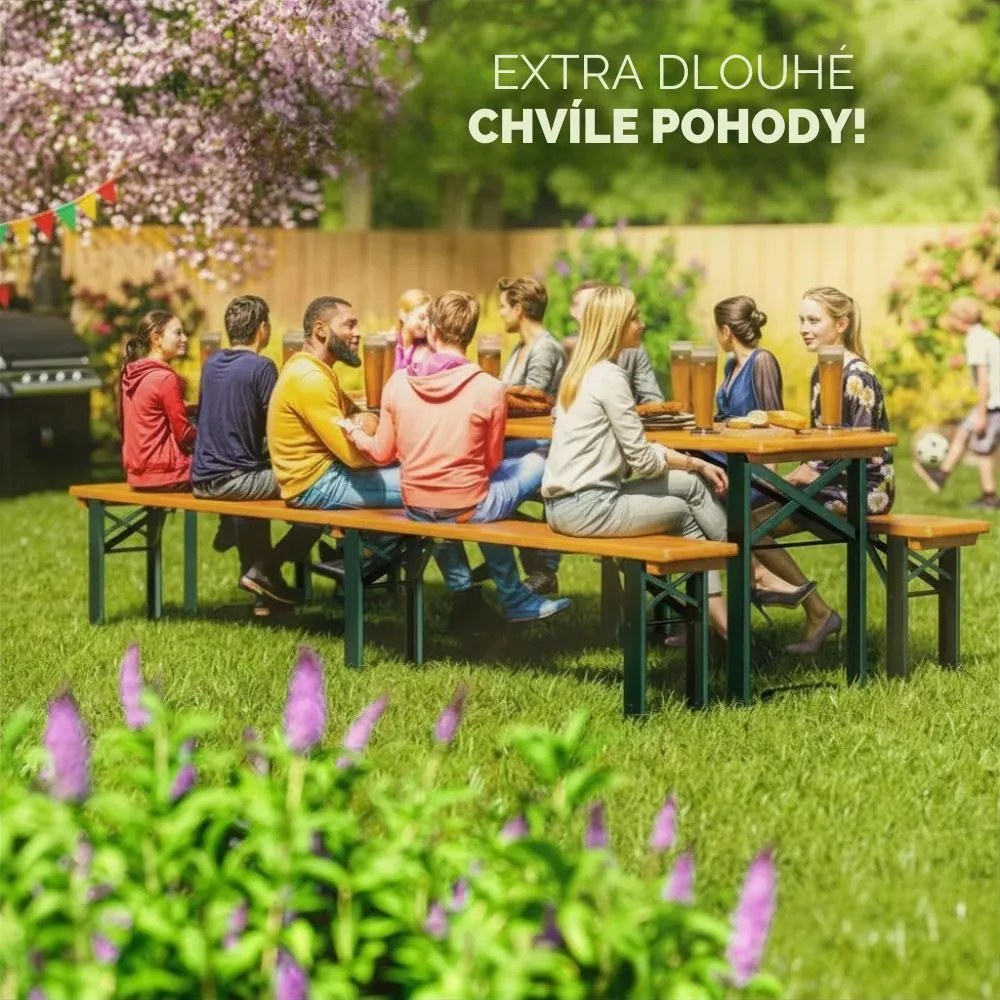Pivní set MAXI sklápěcí, 220cm, přírodní hnědá Jurhan
