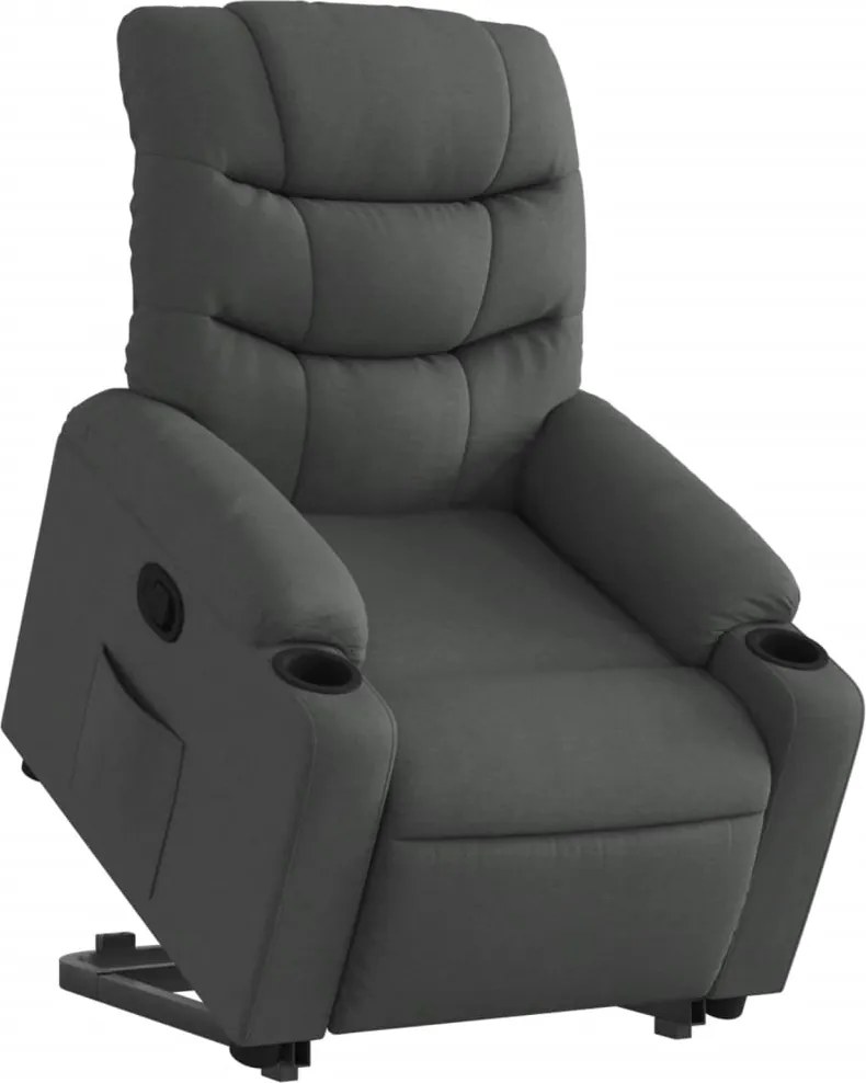 Zvedací polohovací křeslo tmavě šedé textil 3206646
