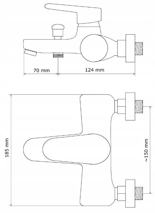 Gamma Cobi, nástěnná vanová baterie, černá matná, GMA-BCIW-BK