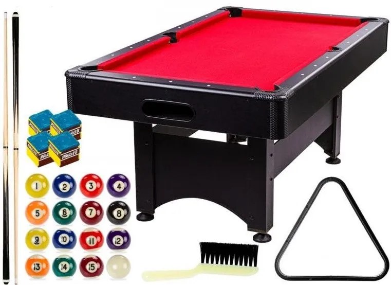 GamesPlanet Kulečníkový stůl 6 ft, černo/červený s vybavením