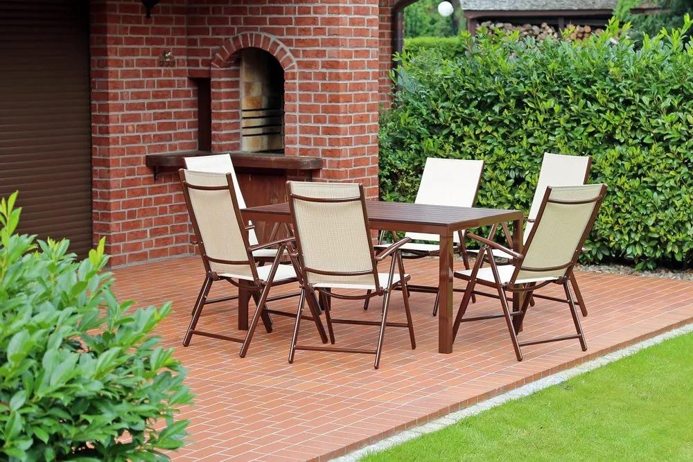Home Garden Zahradní set Ibiza se 6 židlemi a stolem 150 cm, stříbrný/taupe