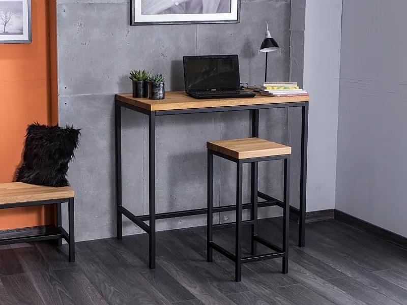 Barový stolek s dubovou deskou METRO 110x60x100