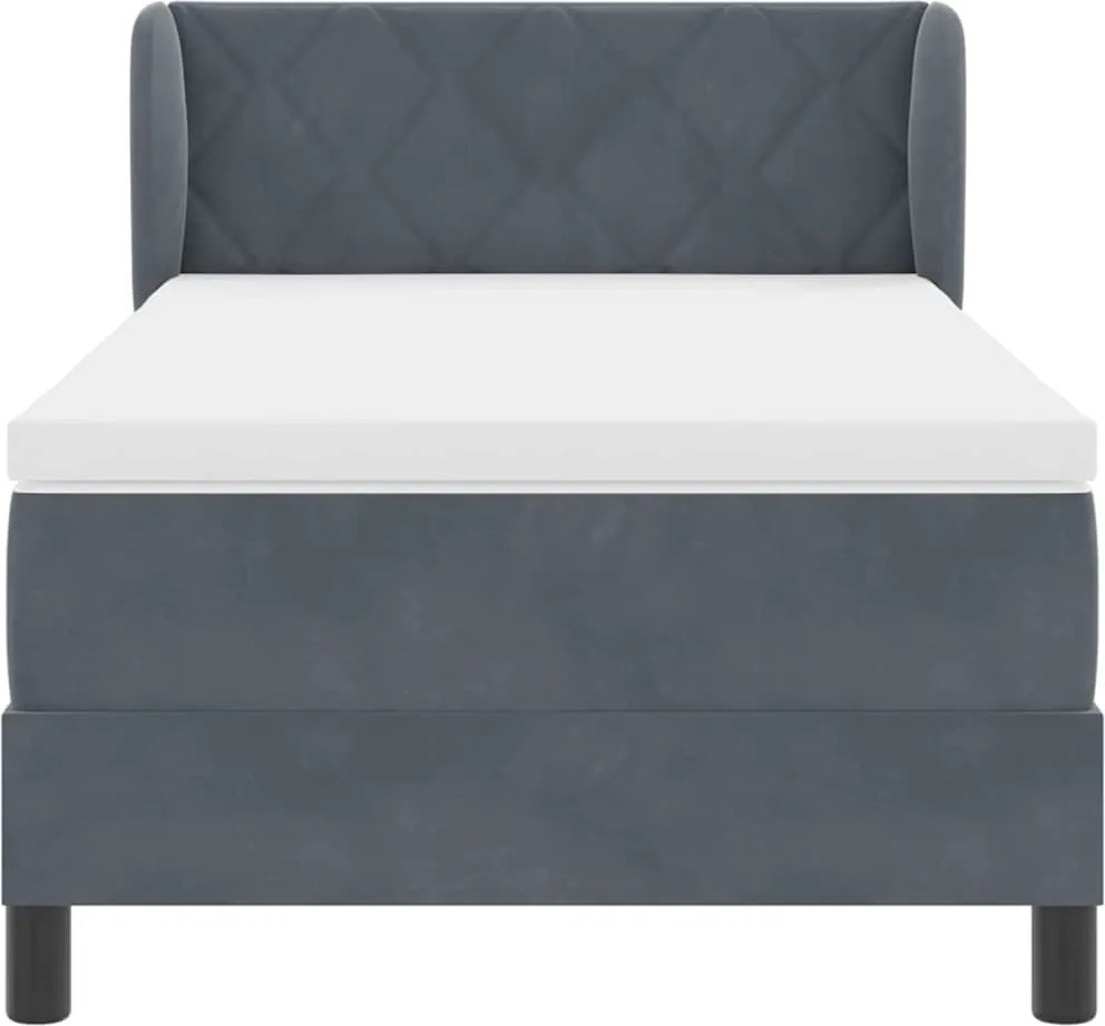 Postel s boxspringem s čelo Tmavě šedá 90 x 200 cm samet 3340425