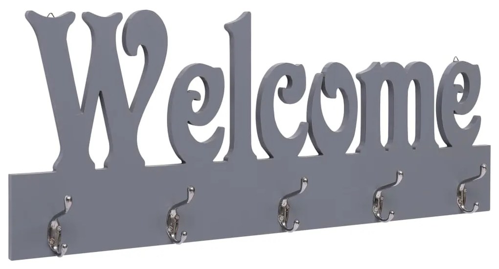 Nástěnný věšák WELCOME šedý 74 x 29,5 cm 284248