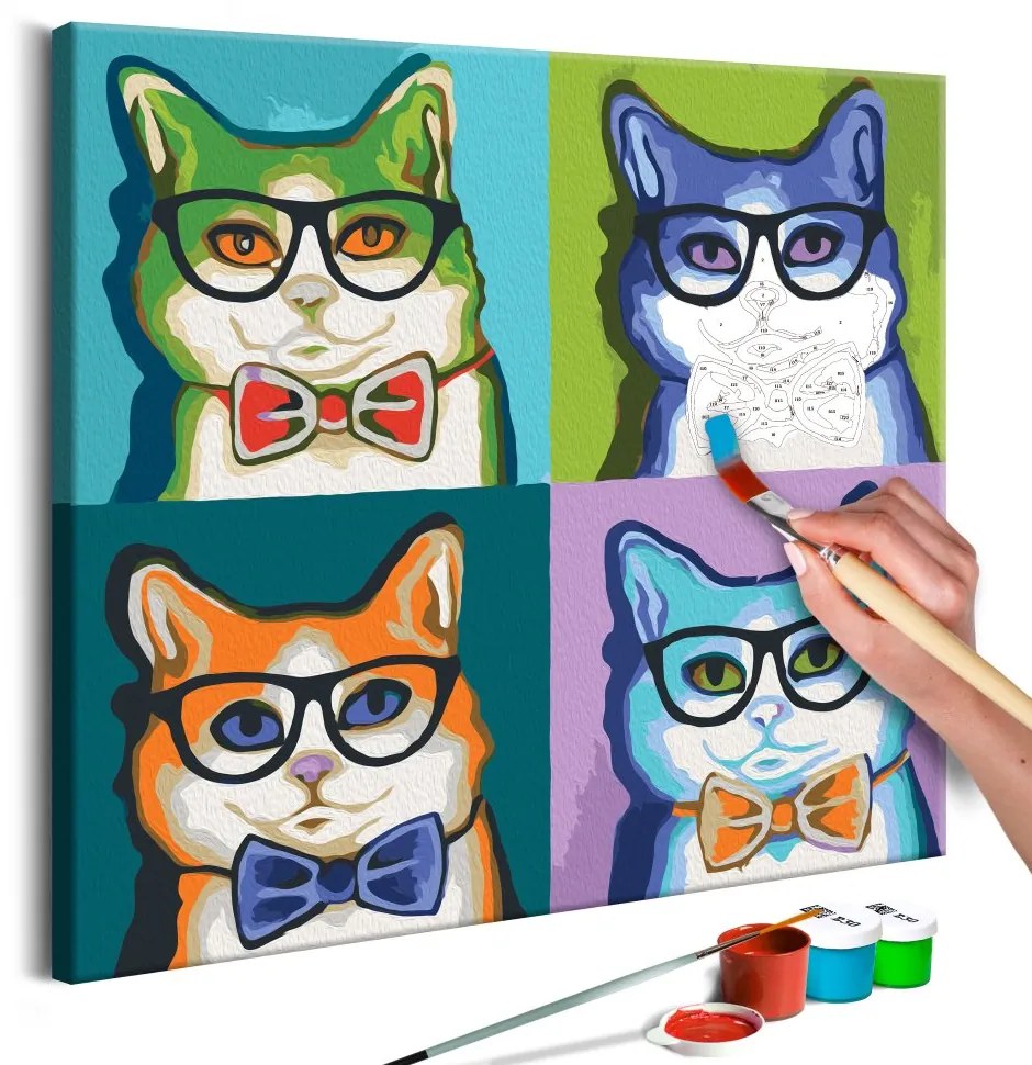 Bimago Malování podle čísel - Cats With Glasses | 40x40 cm