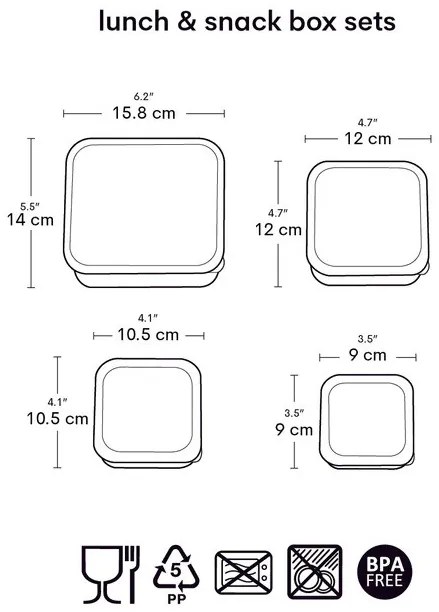 A Little Lovely Company - sada čtyř svačinových krabiček - duha