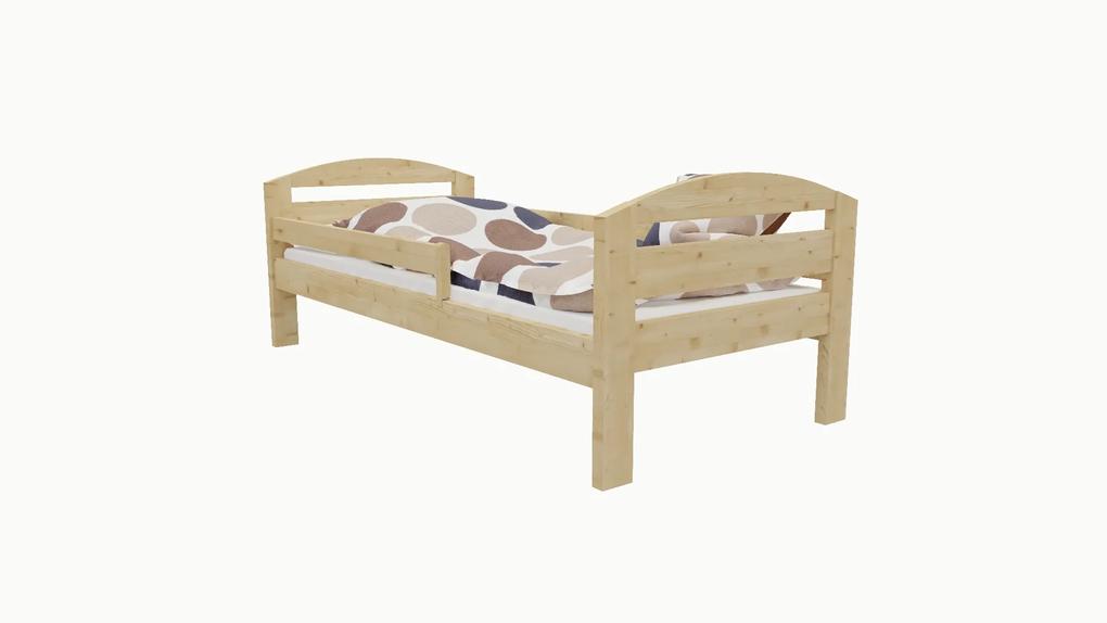 Dětská postel se zábranou ANDY vč. roštu Povrchová úprava: surové dřevo, Rozměry: 90 x 200 cm