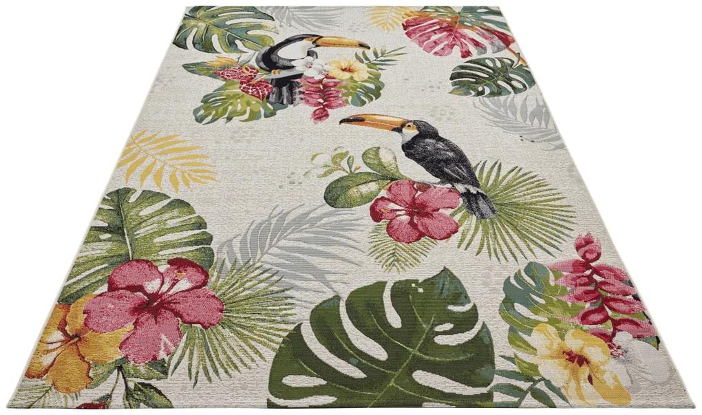 Hanse Home Collection koberce Kusový koberec Flair 105608 Tropical Dream Creme Multicolored – na ven i na doma - 80x165 cm